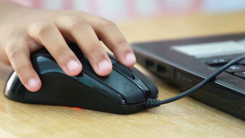 Closeup Of Woman Hand Typing On Laptop Keyboard With Mouse Stock ...