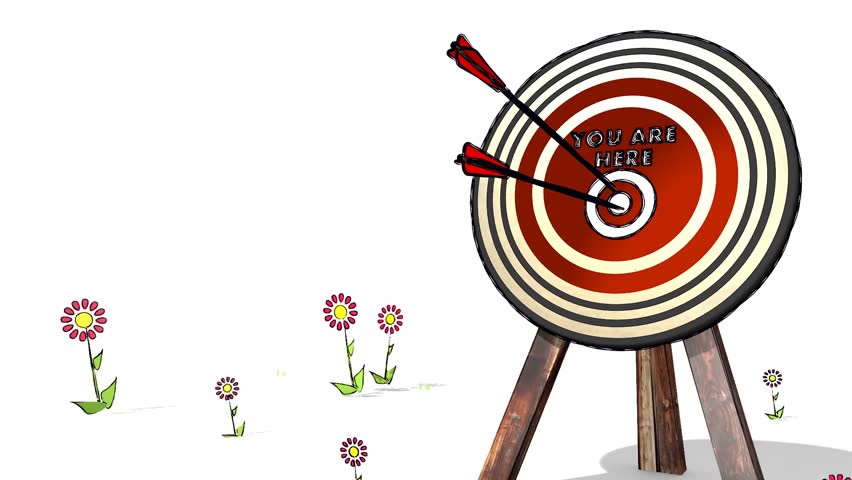 Hit The Score Of A Archery Circle Sign Target. A Stick Man With Bow ...