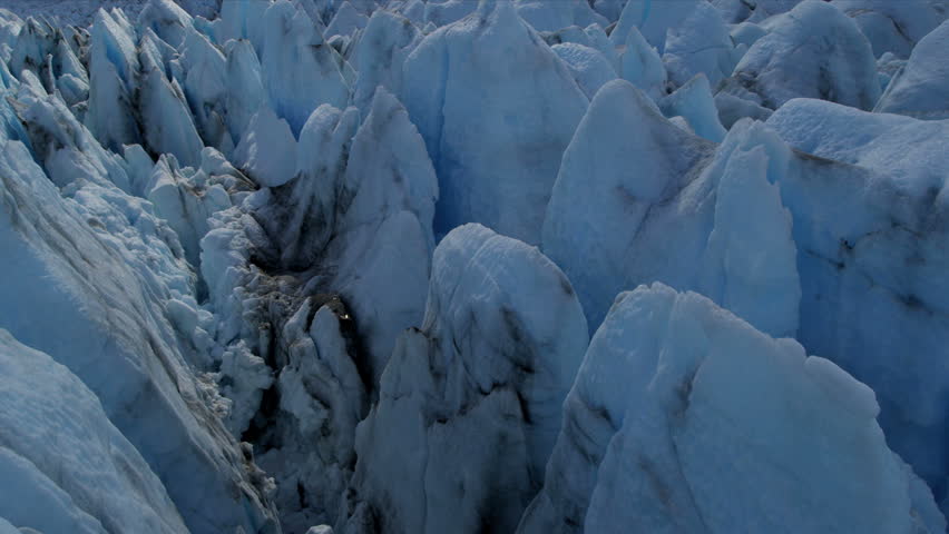 Aerial View Deep Crevasses Ice Blue Glacier, Arctic Region, USA ...