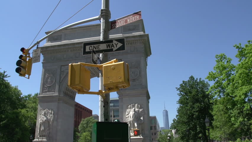 Traffic Light at Washington Square Stock Footage Video (100% Royalty ...