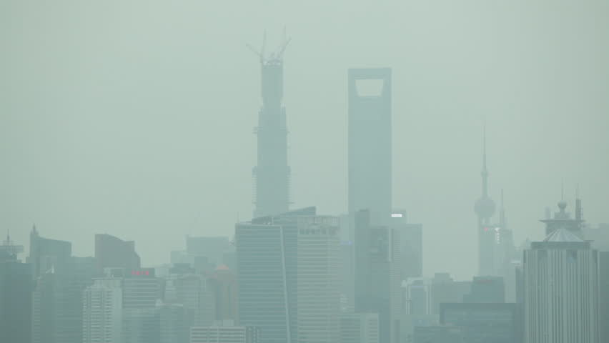 Buildings of Shanghai in Fog. Stock Footage Video (100% Royalty-free ...