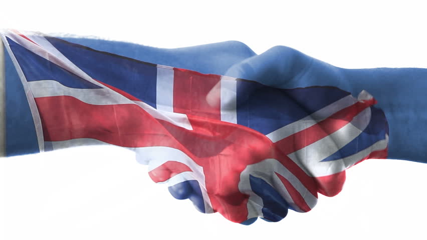 British Flag Over a Handshake. Stock Footage Video (100% Royalty-free ...