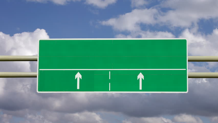 Animation Of Traveling Towards A Blank Overhead Road Sign Of A Road ...