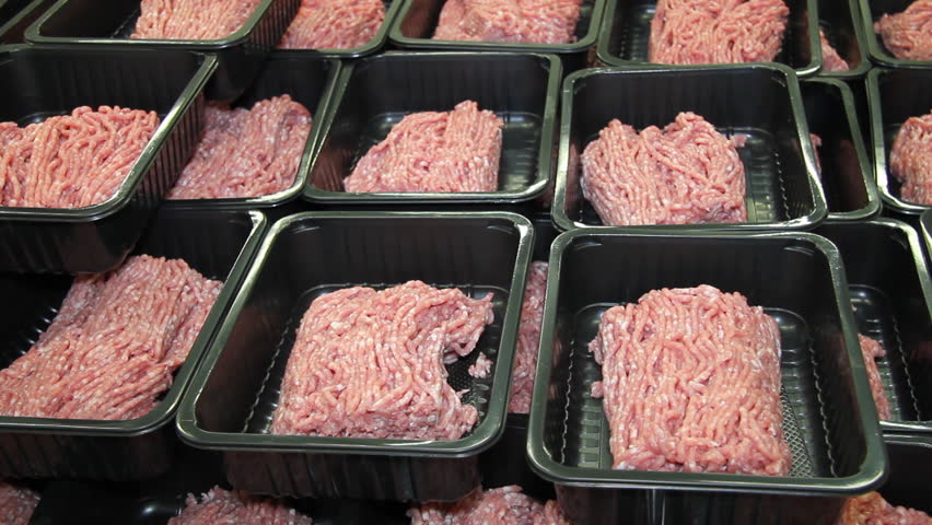 Packaging of Minced Meat in Stock Footage Video (100% Royalty-free ...