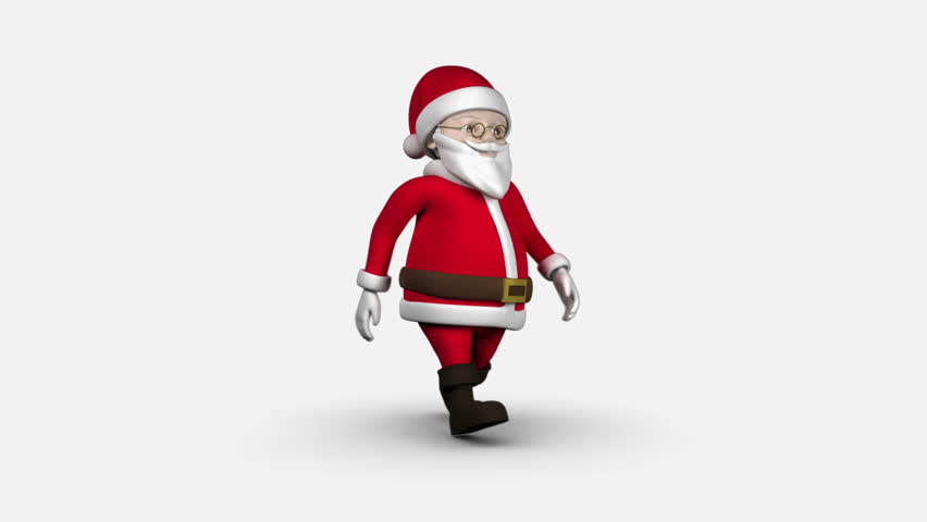 Cartoon Santa Claus Running - Loopable 3d Animation - Alpha Mask And ...