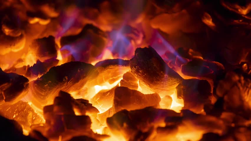 Close-up Glowing Coals in the Stock Footage Video (100% Royalty-free ...