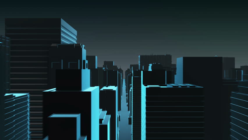 Seamless Looping Animation Of A 3d City Skyline, Nighttime Stock ...