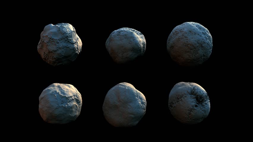4k High Detailed Rotating Asteroid Or Meteor Texture, Isolated On Black ...