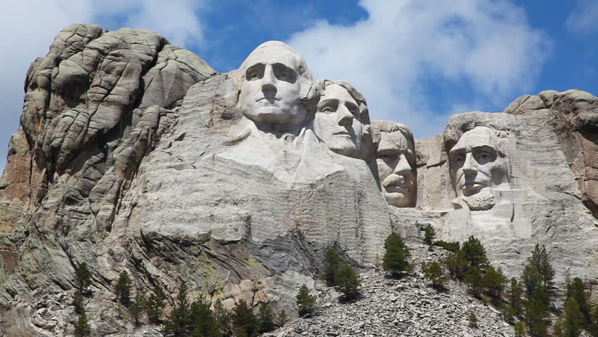 Zoom Out Of Mount Rushmore National Memorial In South Dakota United ...