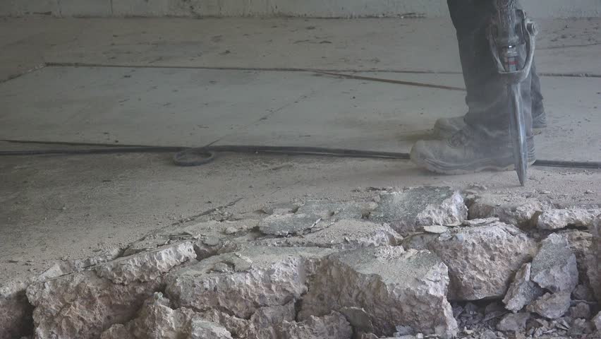 Building Demolition Jack Hammer Drill Breaking Concrete Stock Footage ...