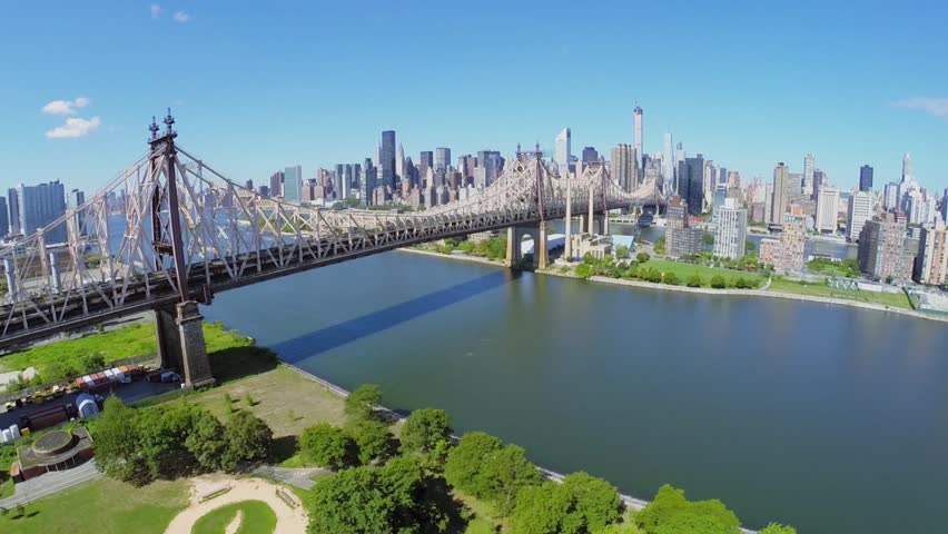 Queensboro Bridge With Traffic At Summer Sunny Day In New-York City ...