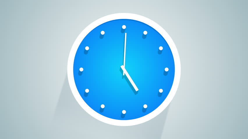 Animation Of Clock In Flat Style With Long Shadows. Arrows Moving On ...