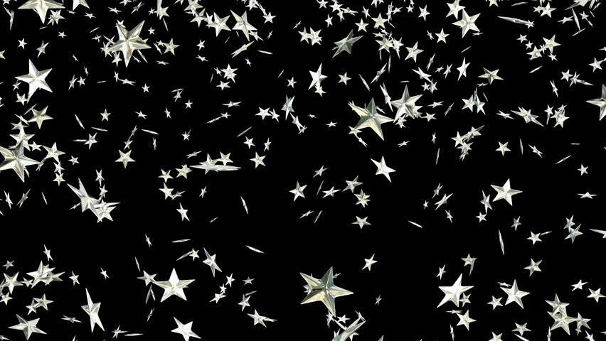 Animated Falling And Spinning Silver Stars Against Transparent ...
