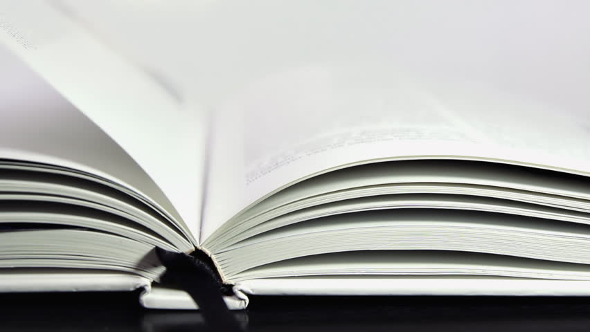 Flipping Book Pages Close Up On White Background, Slow Motion Stock ...