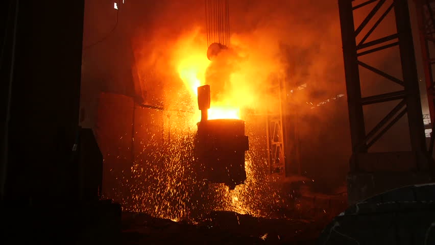 Foundry Plants. Melting Of The Metal At The Factory. The Liquid Metal ...