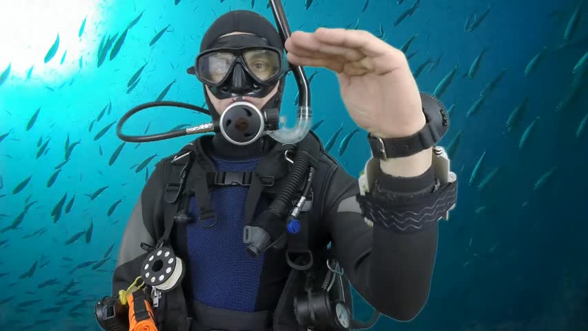 Female Scuba Diver Playing With Regulator Underwater In The Pool Stock ...