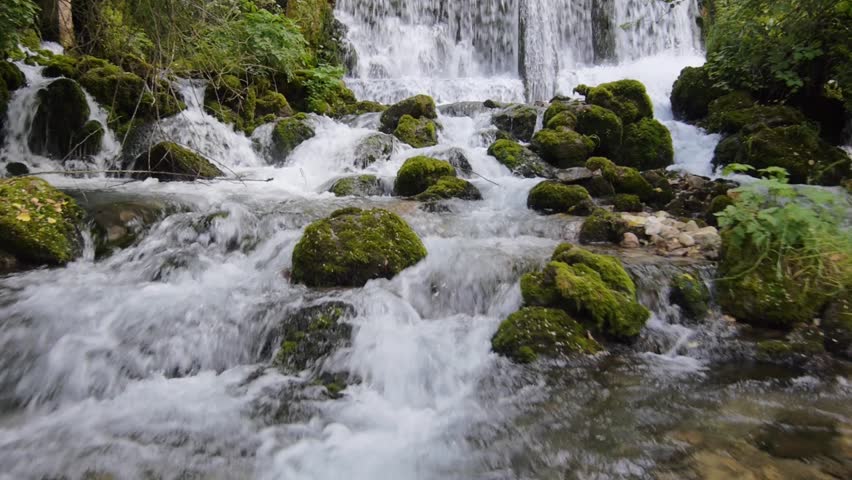 Forest Stream Running Over Mossy Rocks Stock Footage Video 1421647 ...