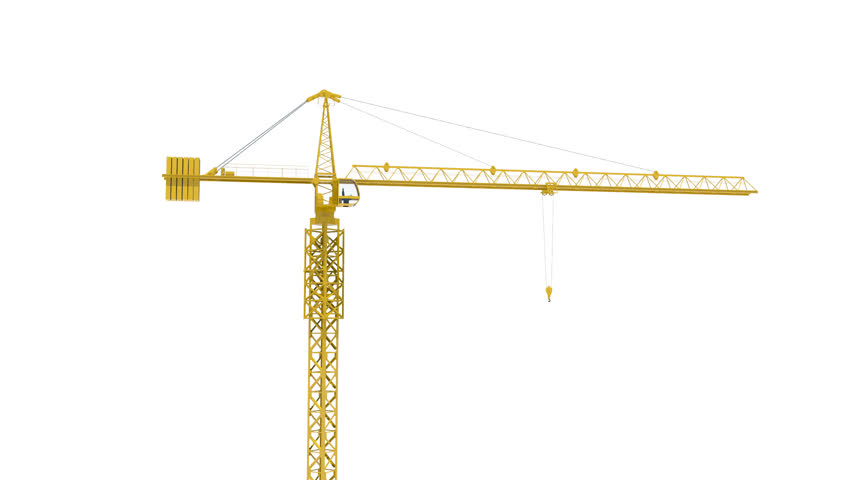 Building Crane Animation, Work Process. Green Screen Footage. Alpha ...