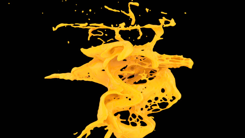 Orange Color Splashes In Slow Motion, Isolated On Black (FULL HD) Stock ...