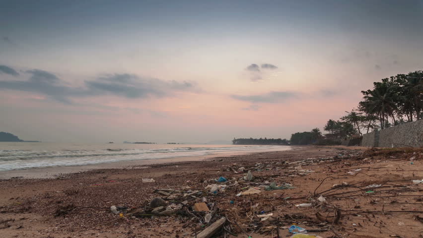 Timelapse Sunset On Beach,garbage On Stock Footage Video (100% Royalty ...
