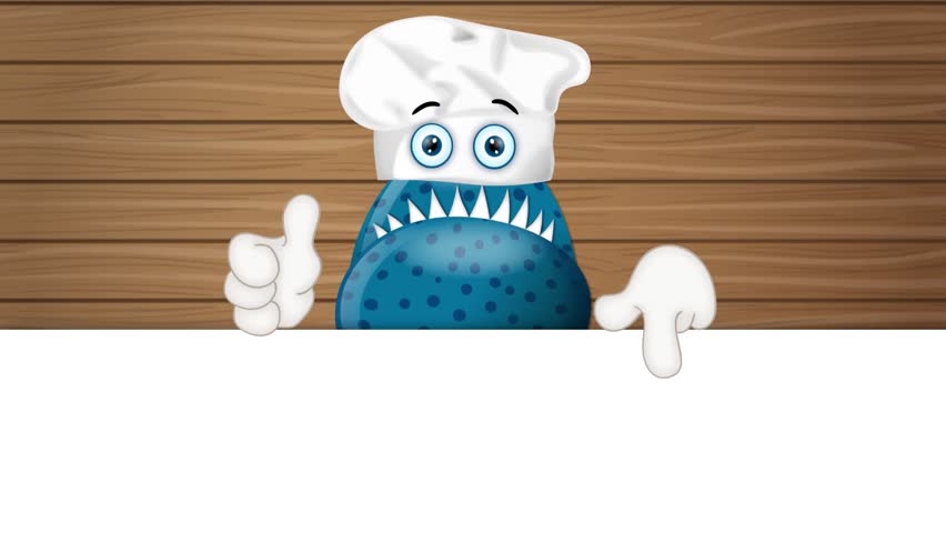 Stock Video Clip of Funny monster cook cooking chef hat cartoon ...